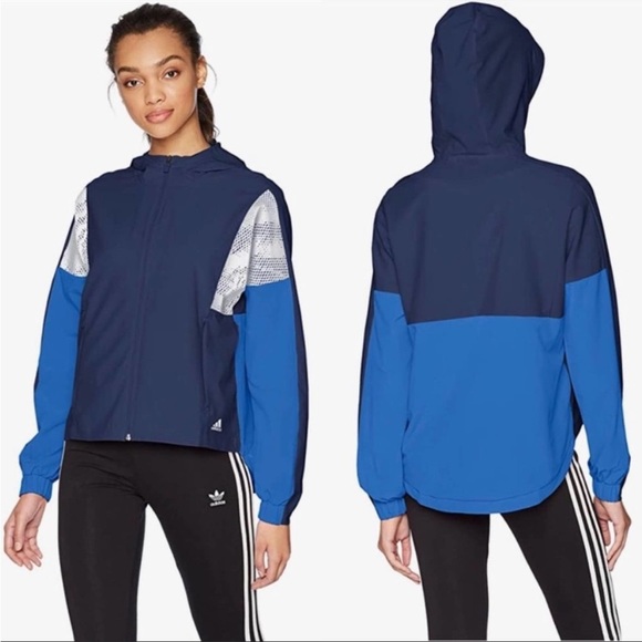 adidas | Jackets & Coats | Adidas Sport Id Blue Colorblock Hooded Wind ...
